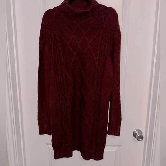 Lulus | Dresses | Lulus Cuddle Up Close Burgundy Cable Knit Turtleneck Sweater Dress | Poshmark